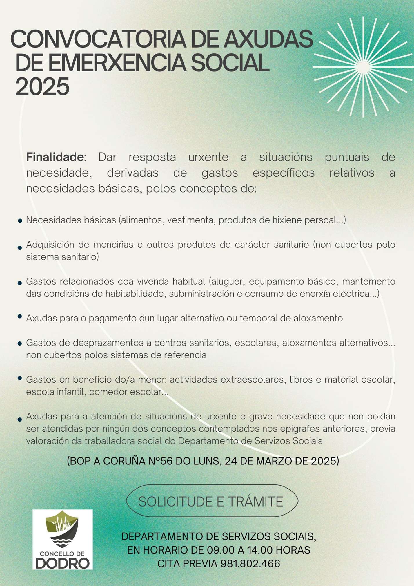 Dodro abre a convocatoria de axudas de emerxencia social para familias en situación de ...